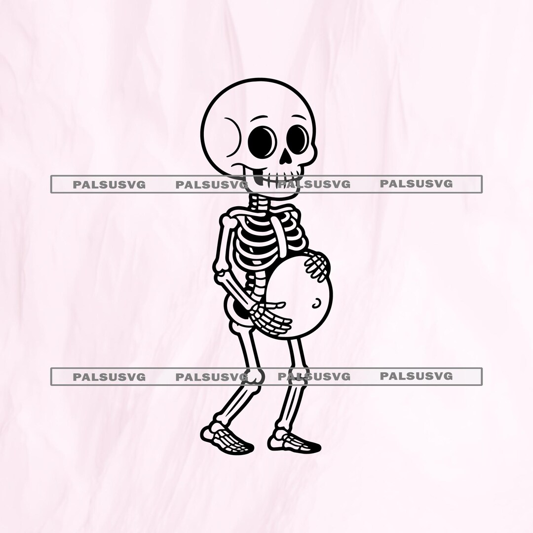 Pregnant Skeleton SVG – Halloween Maternity Shirt Cut File (digital ...