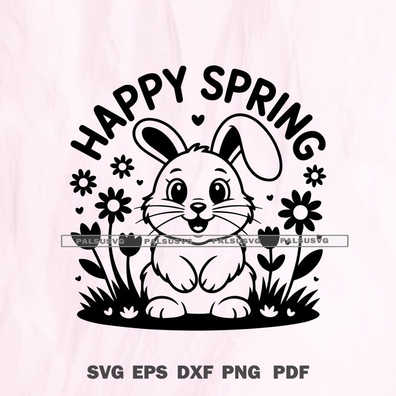 Happy Spring Bunny SVG, Easter Cut File (digital Download) - Etsy