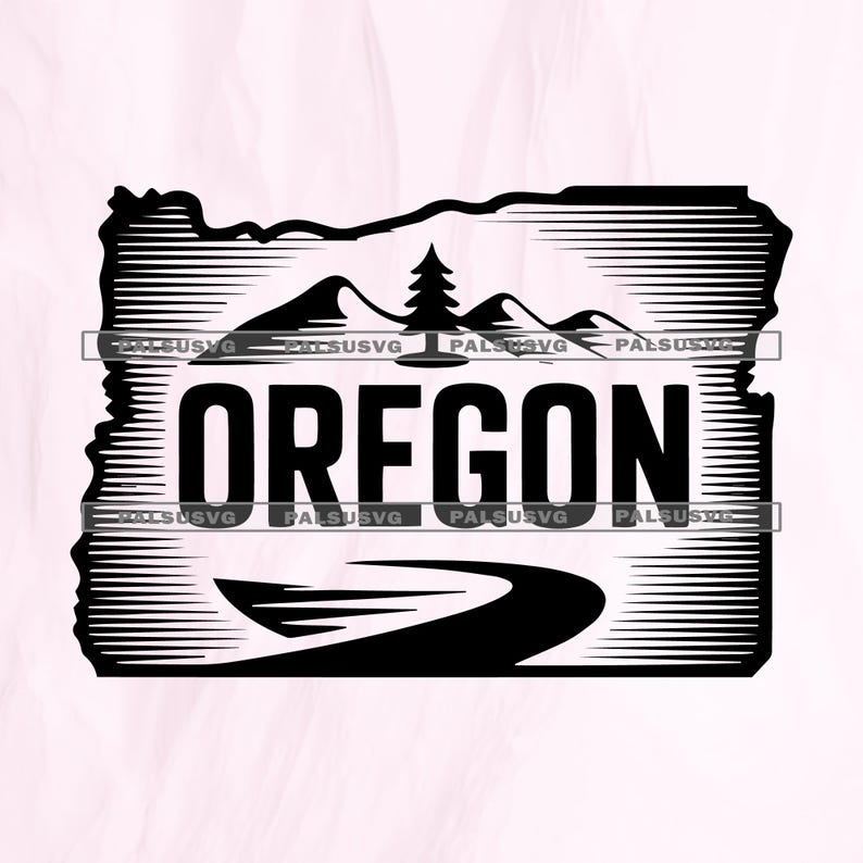 Oregon State Outline SVG, Mountain Scene, PNW Travel Decal (digital ...