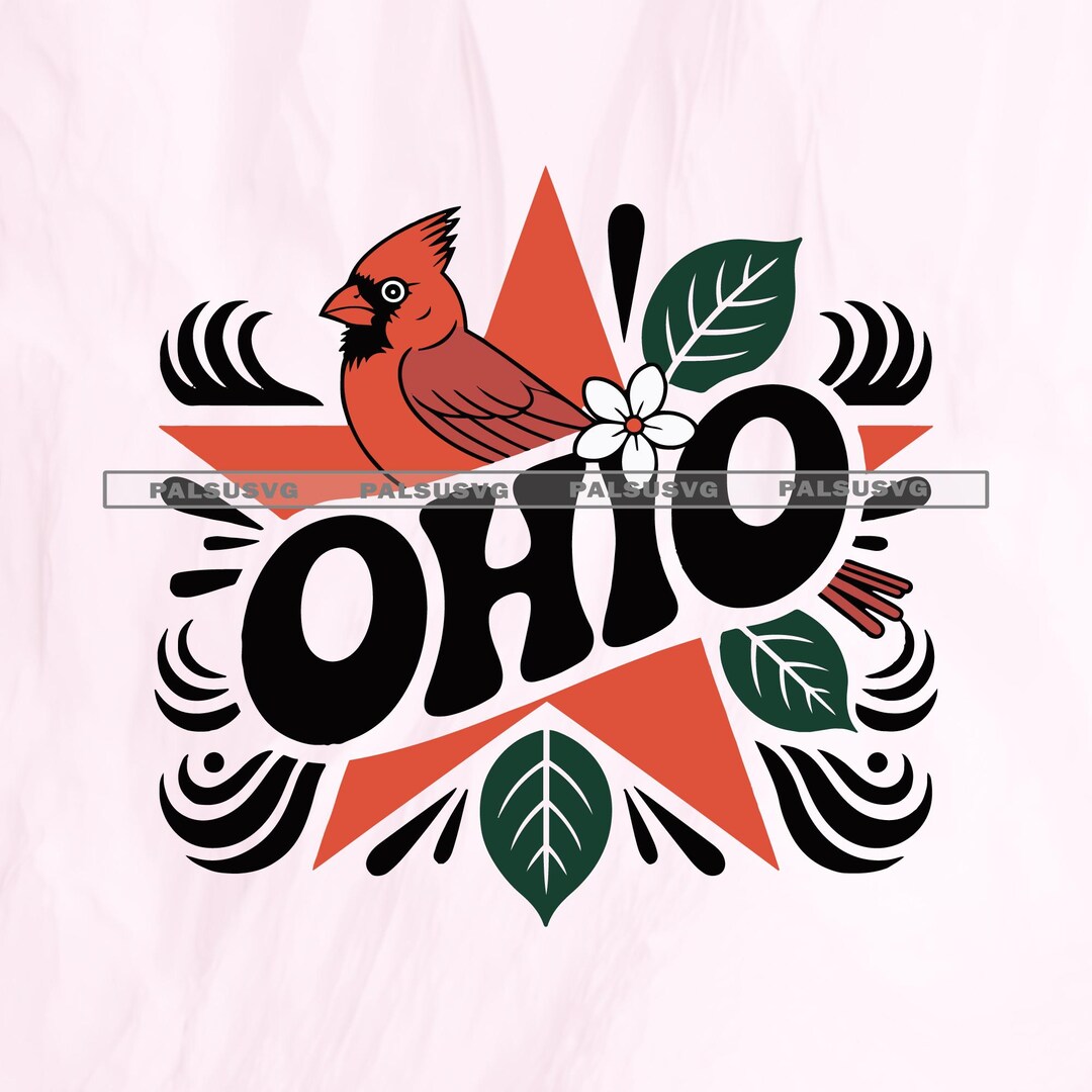Retro Ohio State Symbols SVG, Cardinal, Buckeye Flower (digital ...
