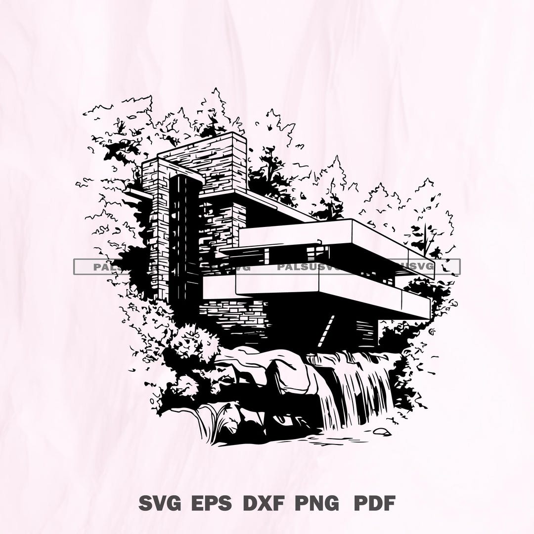Fallingwater SVG, Architectural Cut File, House Vector Design, Cricut ...