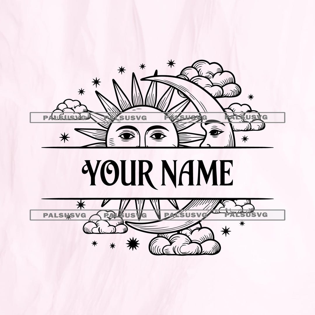 Celestial Sun Moon SVG – Split Monogram Cut File (digital Download) - Etsy