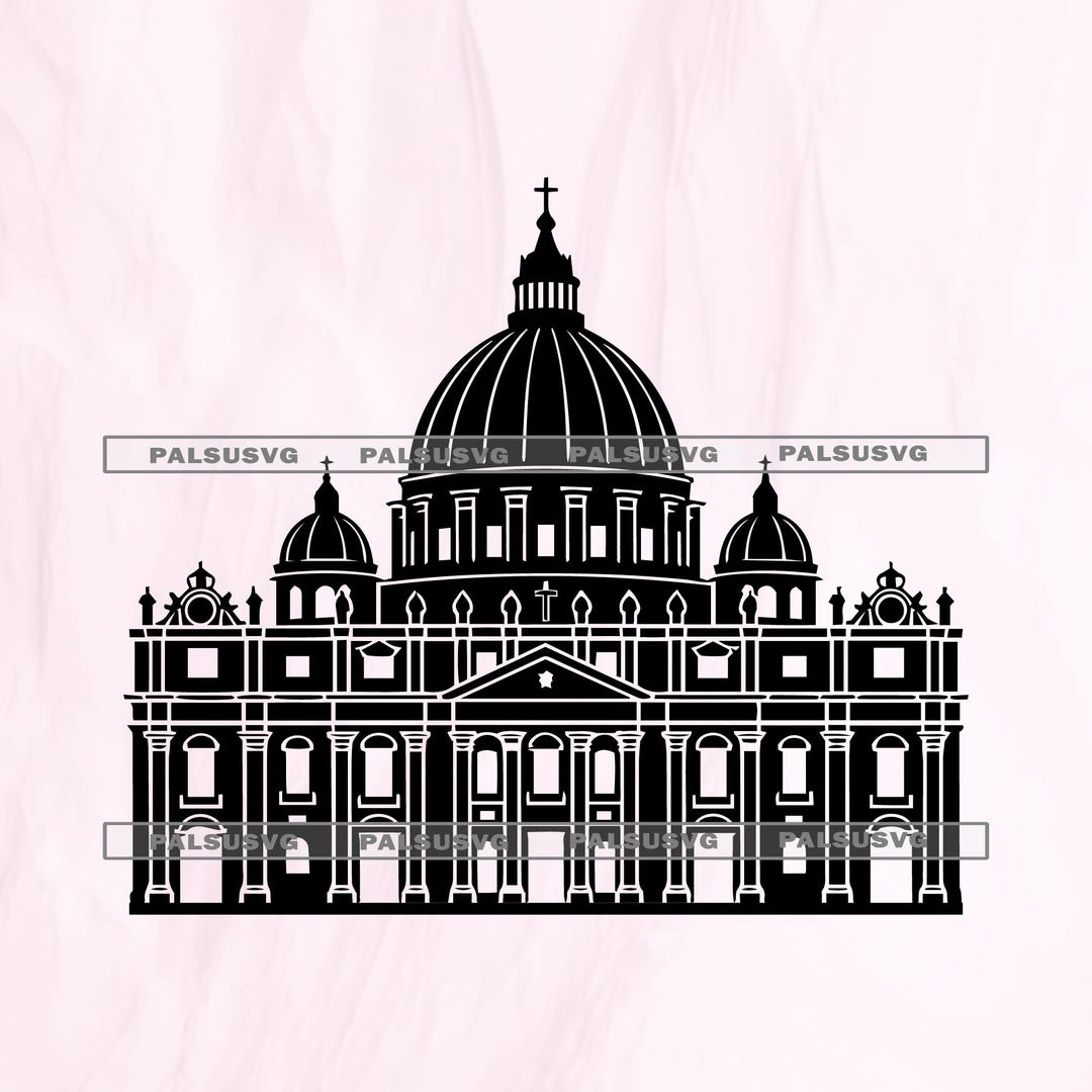 St Peters Basilica SVG, Rome Landmark, Catholic Church Art (digital ...