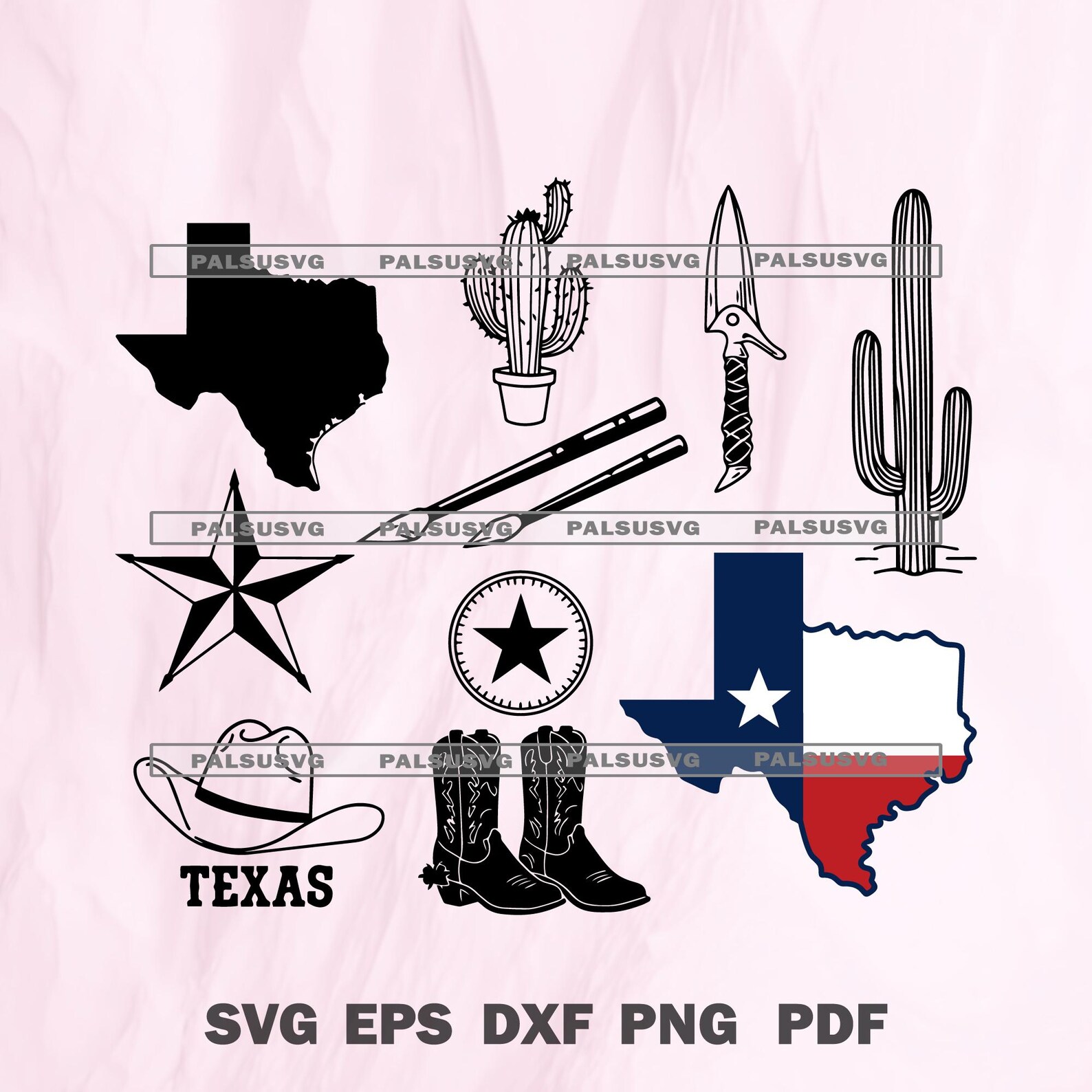 Texas Pride SVG Bundle - Longhorn, Cowboy Hat, Cactus | Cricut ...