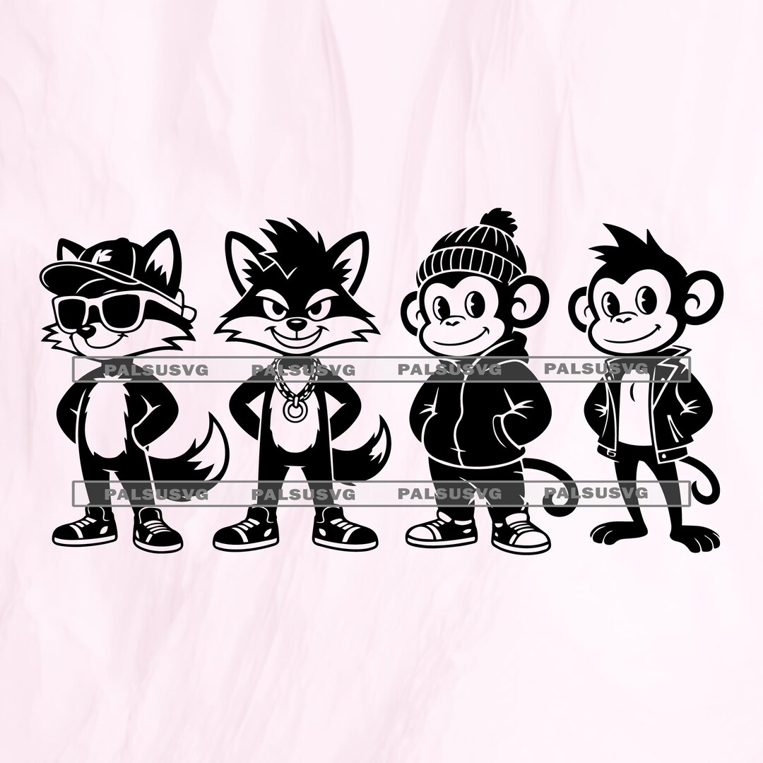 Funny Fox and Monkey Gang SVG – Hip Hop Punk Cut File (digital Download ...