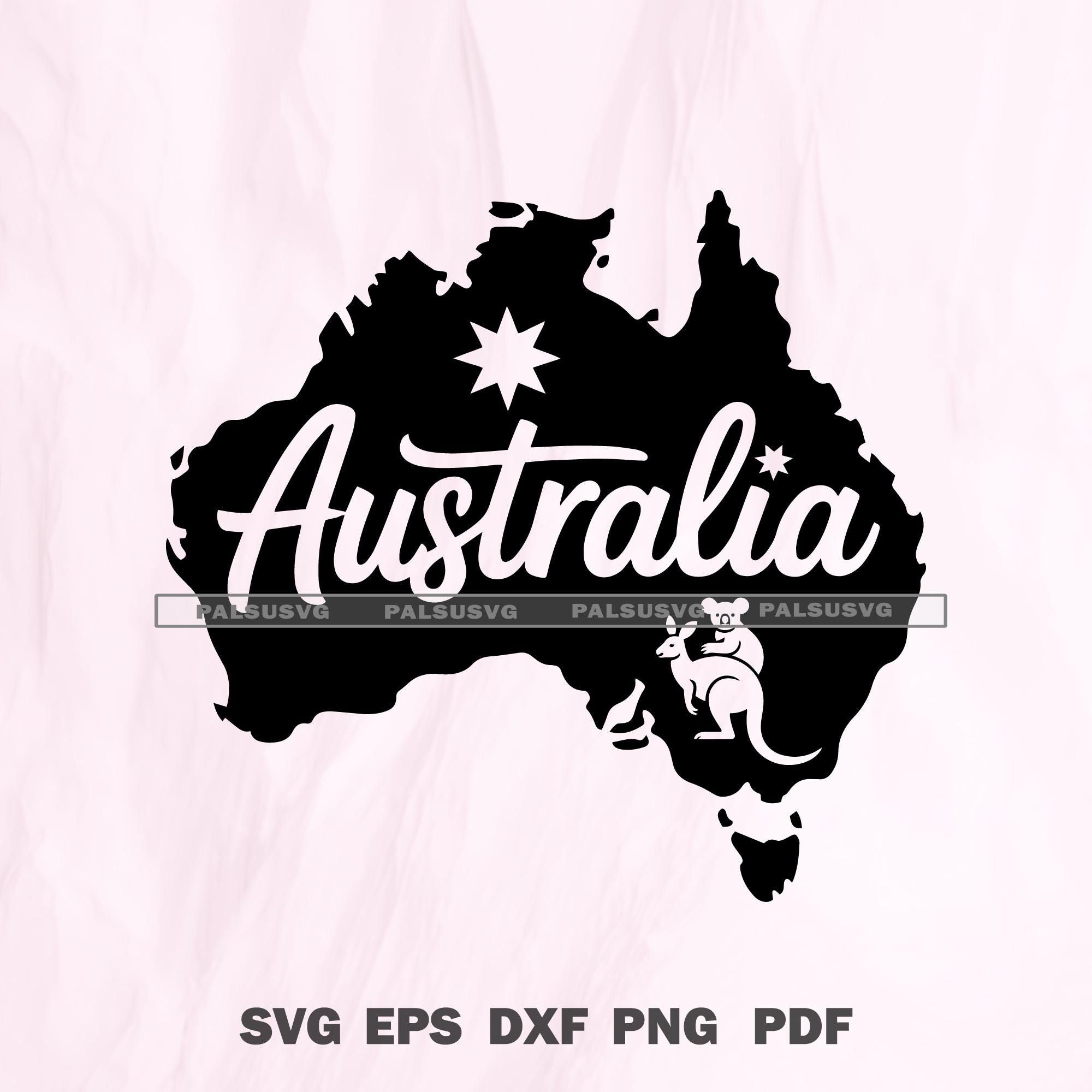 Australia Emblem SVG | Kangaroo, Map & Flag Cut File (digital Download ...