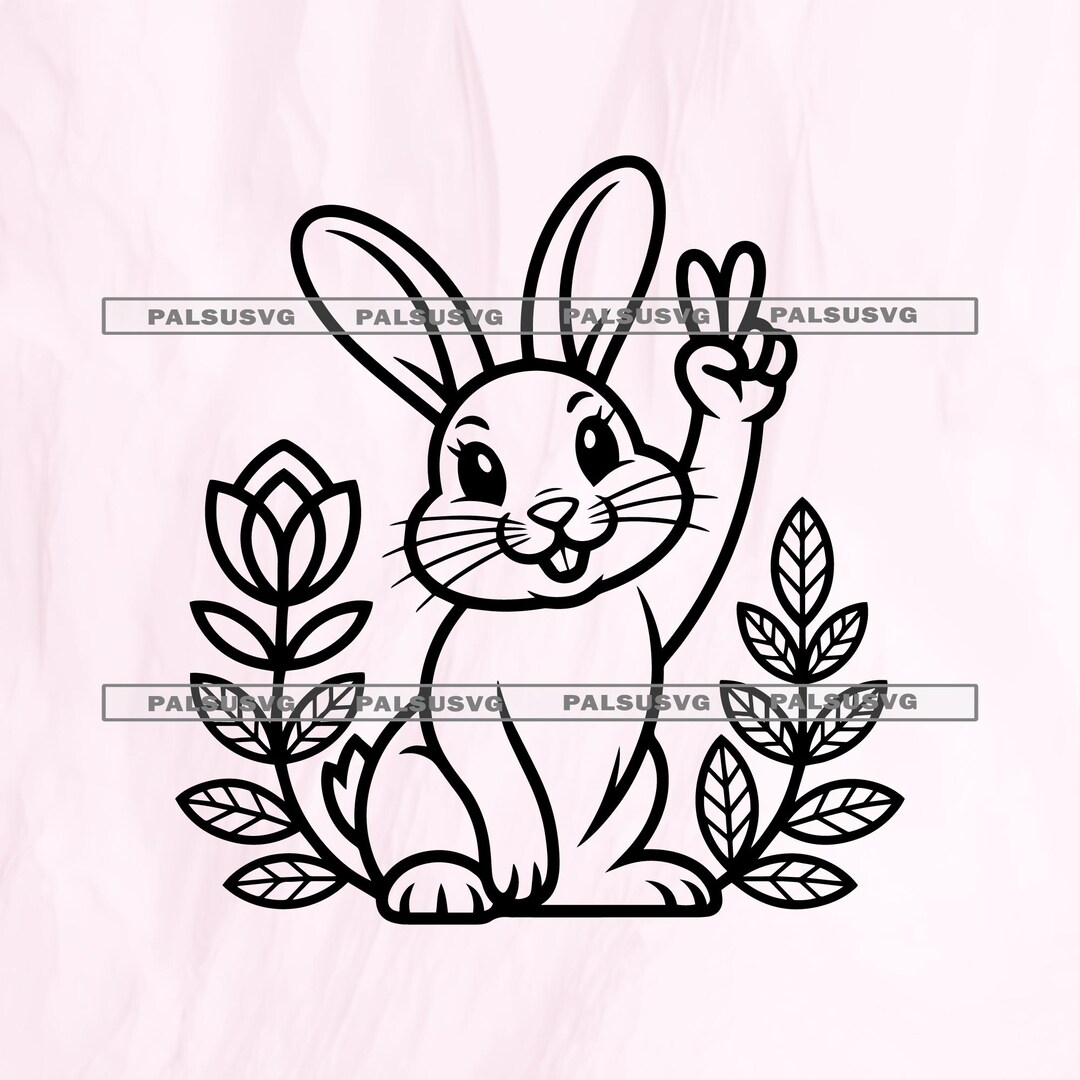Peace Sign Bunny SVG - Easter Cut File (digital Download) - Etsy