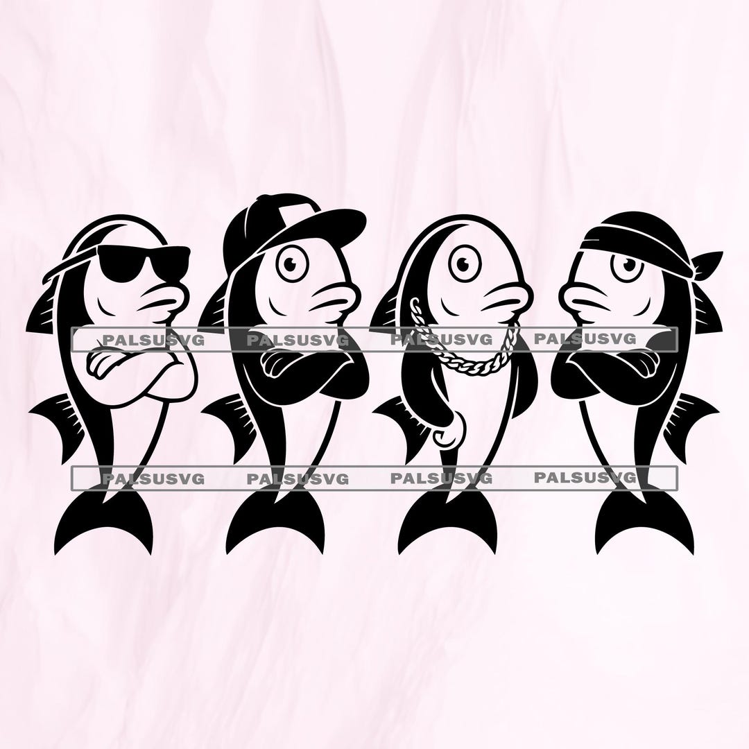 Funny Fish Gang SVG – Hip Hop Angler Cut File (digital Download) - Etsy