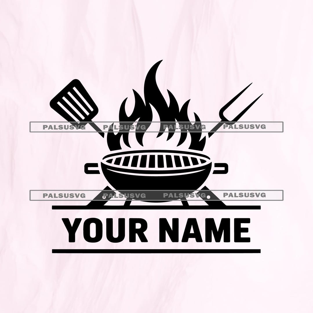 BBQ Grill Split Monogram SVG – Custom Pitmaster Name Cut File (digital ...