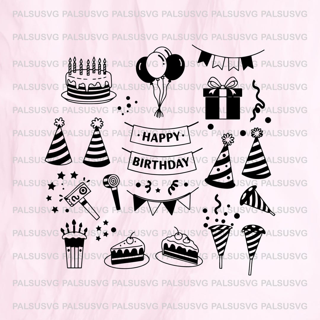 Birthday Party SVG Clipart Bundle, Cake, Balloons (digital Download) - Etsy