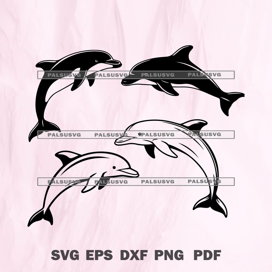 Dolphin SVG Bundle, Ocean Animal Clipart Png Pack, Marine Life, Summer ...