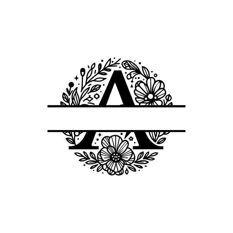 Floral Monogram Letter A Svg, Png, Clipart, Dxf, Eps, Split Monogram ...