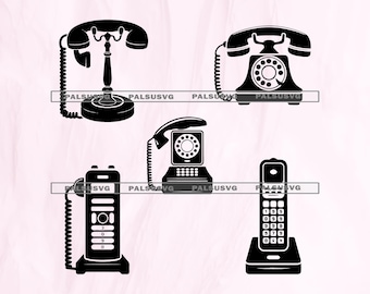 Retro Phone Icon SVG, SVG Files for Cricut, Telephone Clipart, Retro ...