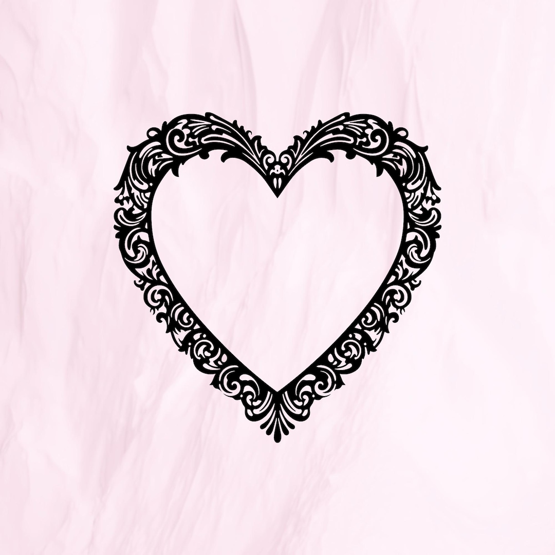 Decorative Heart Frame Svg, Heart Frame Svg, Heart Frame Cricut, Heart ...