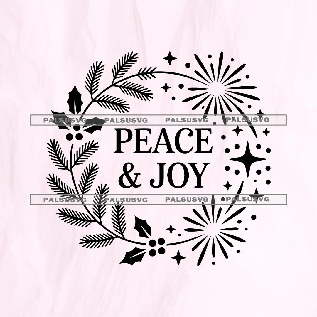 Peace and Joy Christmas Wreath SVG, New Year Clipart (digital Download ...