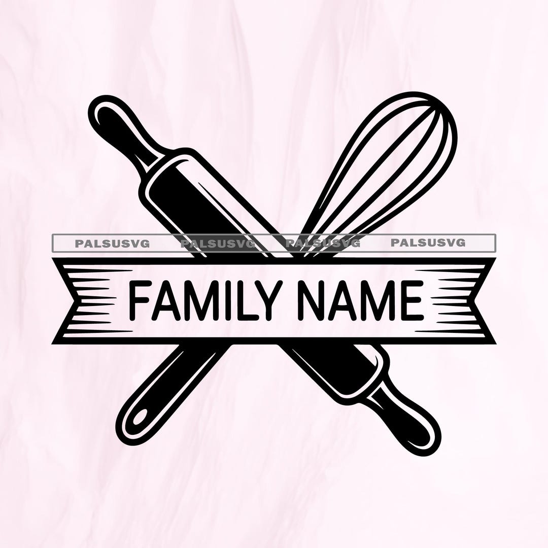 Kitchen SVG, Baking Split Monogram Cut File for Cricut, Custom Family ...