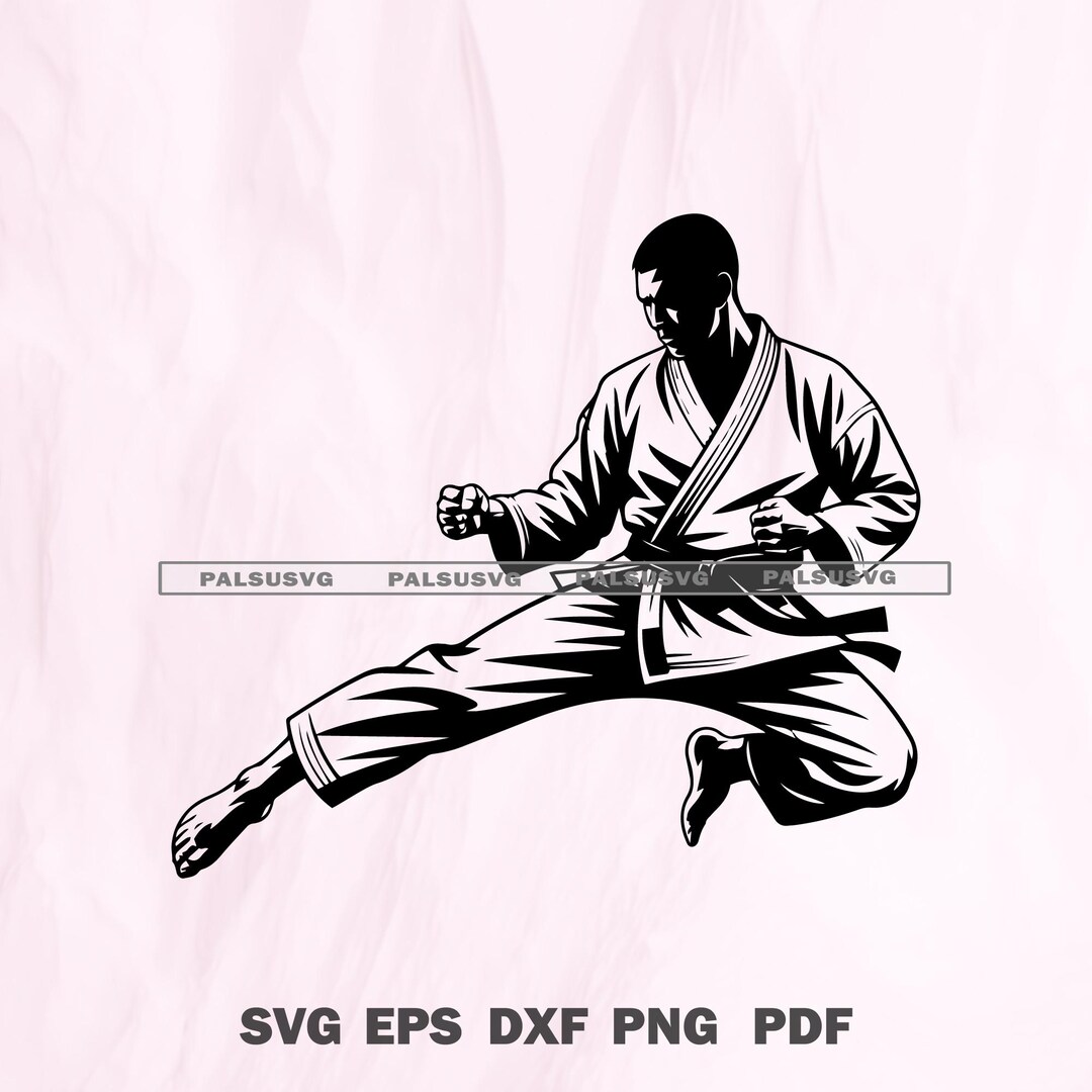 Karate SVG, Martial Arts Cut File, Taekwondo Fighter Vector Cut File ...