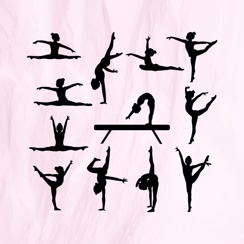 Gymnastics Silhouette Vector Set - SVG, EPS, Dxf, PNG - Instant ...