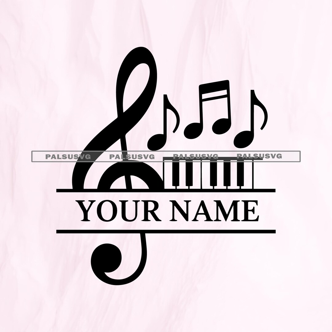 Music Monogram SVG, Treble Clef Piano, Custom Name Frame (digital ...