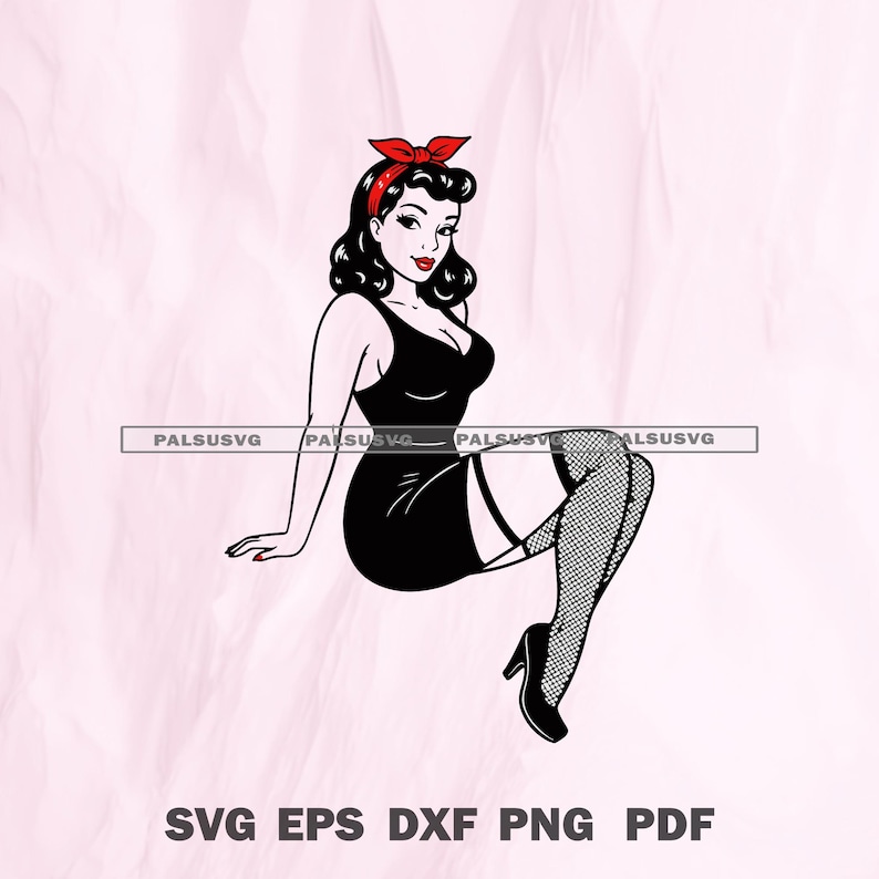 Pinup Girl SVG | Pin up Girl Silhouette Cut File | Dxf PNG PDF | Cricut ...