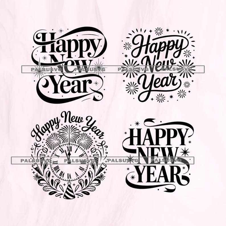 Happy New Year SVG Bundle – 4x NYE Party Cut Files (digital Download ...