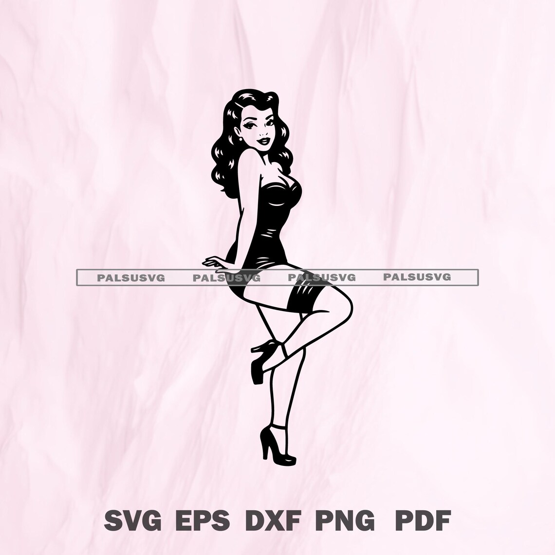 Pinup Girl SVG | Pin up Girl Silhouette Cut File | Dxf PNG PDF | Cricut ...
