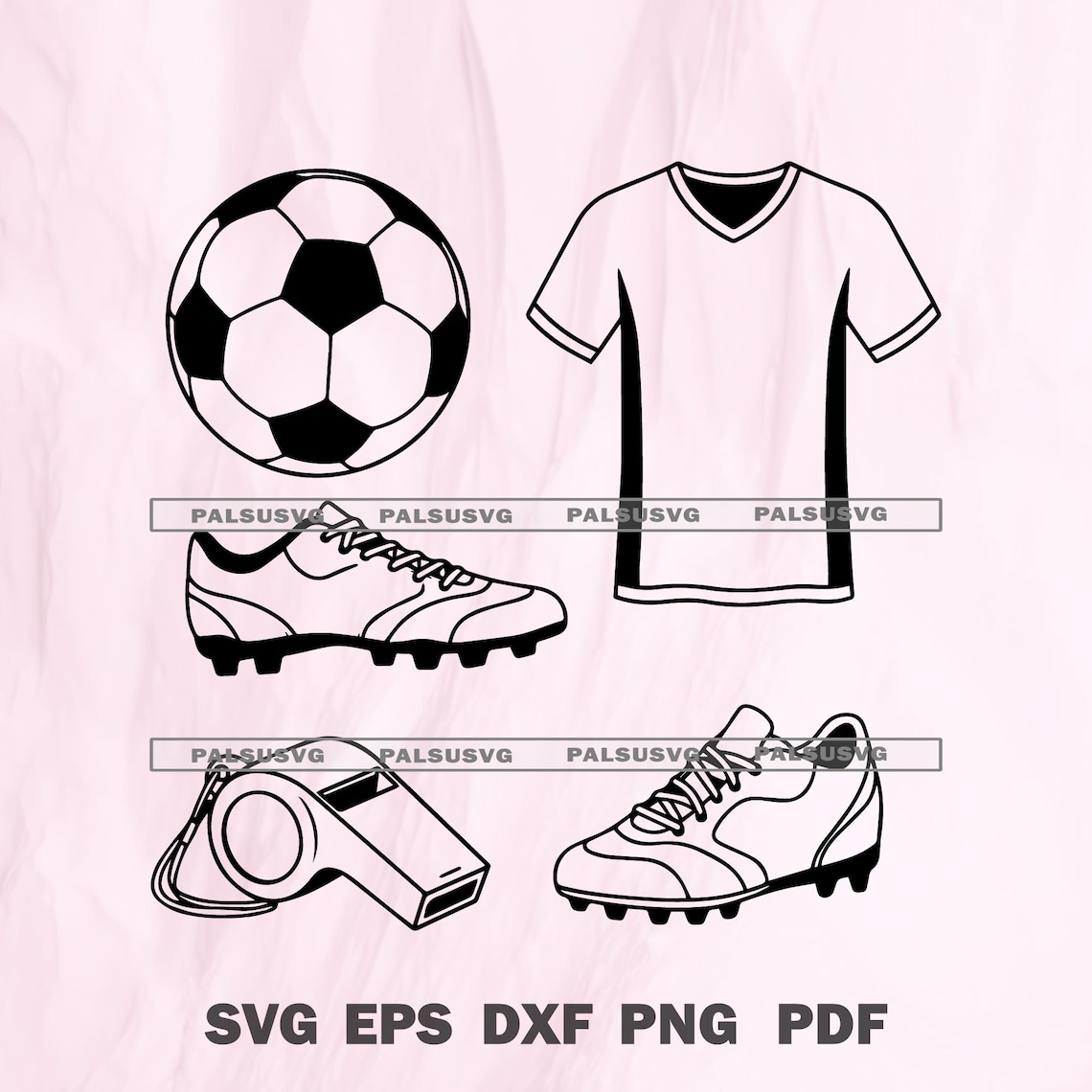 Soccer Essentials SVG Bundle | Football Cleats, Jersey, Ball & Whistle ...