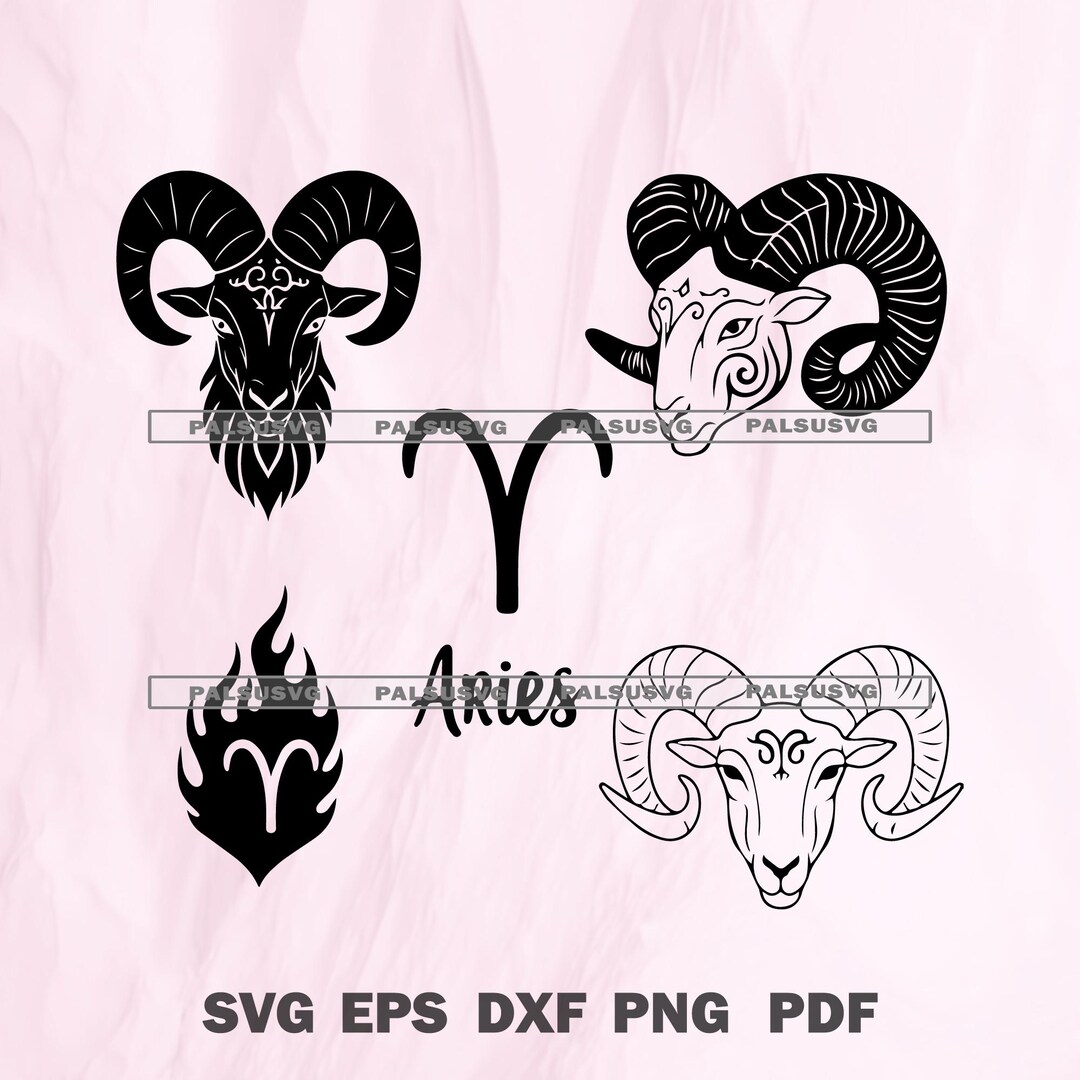 Aries SVG Bundle, Zodiac Ram Clipart, Astrology Designs (digital ...