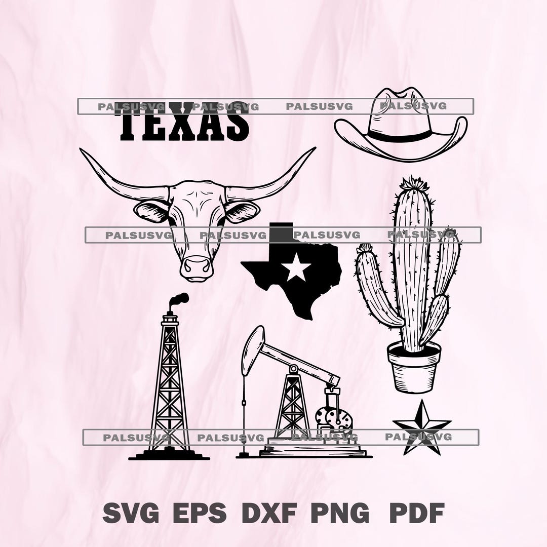 Texas Pride SVG Bundle - Longhorn, Cowboy Hat, Cactus | Cricut ...