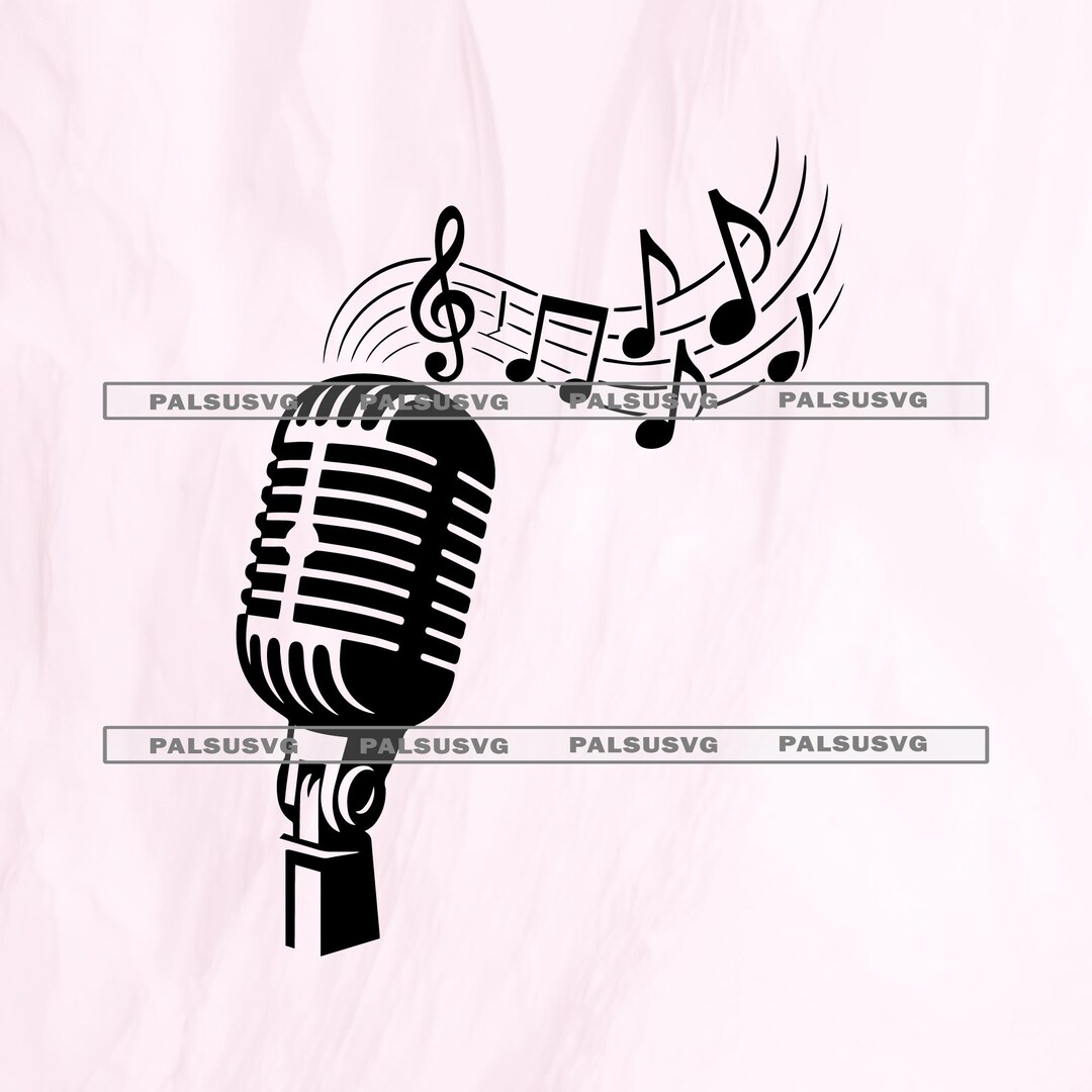 Vintage Microphone SVG – Retro Music Notes Cut File (digital Download ...
