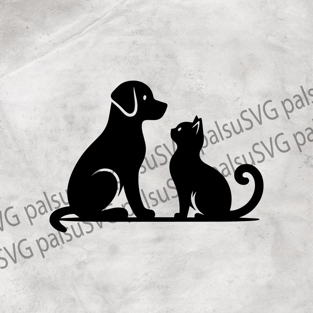 Dog and Cat Svg, Petsvg, Dog and Cat Silhouette, Dog Svg, Cat Svg, Dog ...