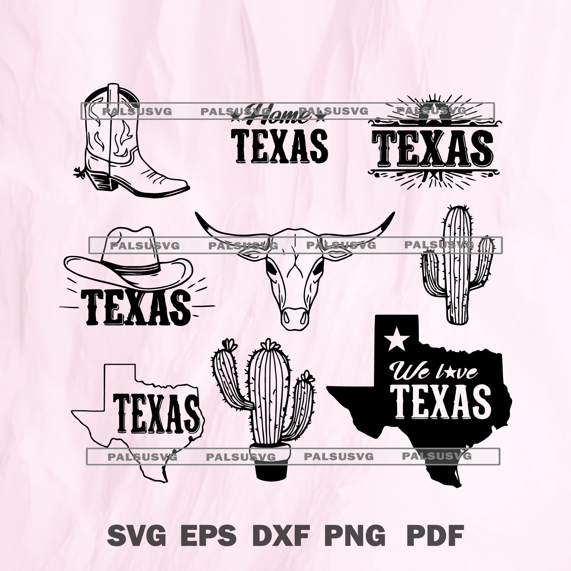 Texas Pride SVG Bundle - Longhorn, Cowboy Hat, Cactus | Cricut ...