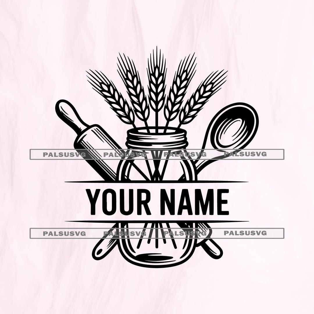 Personalized Mason Jar Bakery Logo SVG, Farmhouse Kitchen Monogram ...