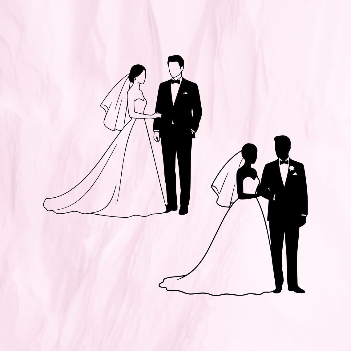 Bride and Groom Svg, Wedding Svg, Bride and Groom Silhouette, Wedding ...