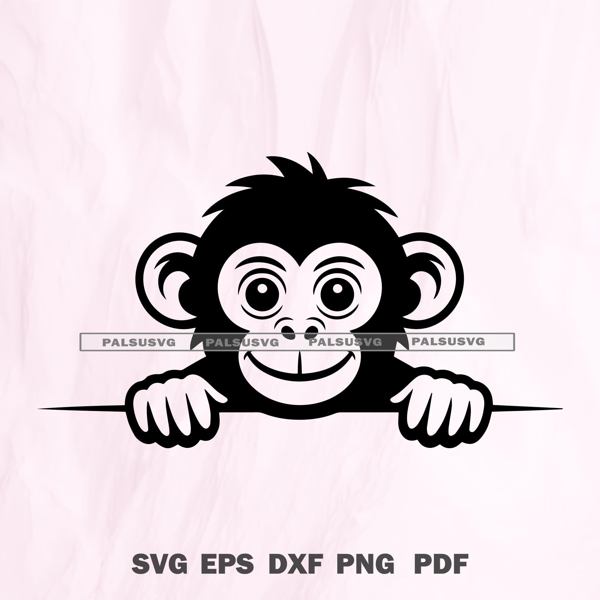 Peeking Monkey Clipart | Animal SVG Cut File (digital Download) - Etsy