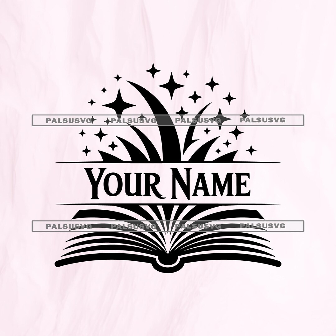 Magic Book Split Monogram SVG – Custom Fantasy Name Frame (digital ...