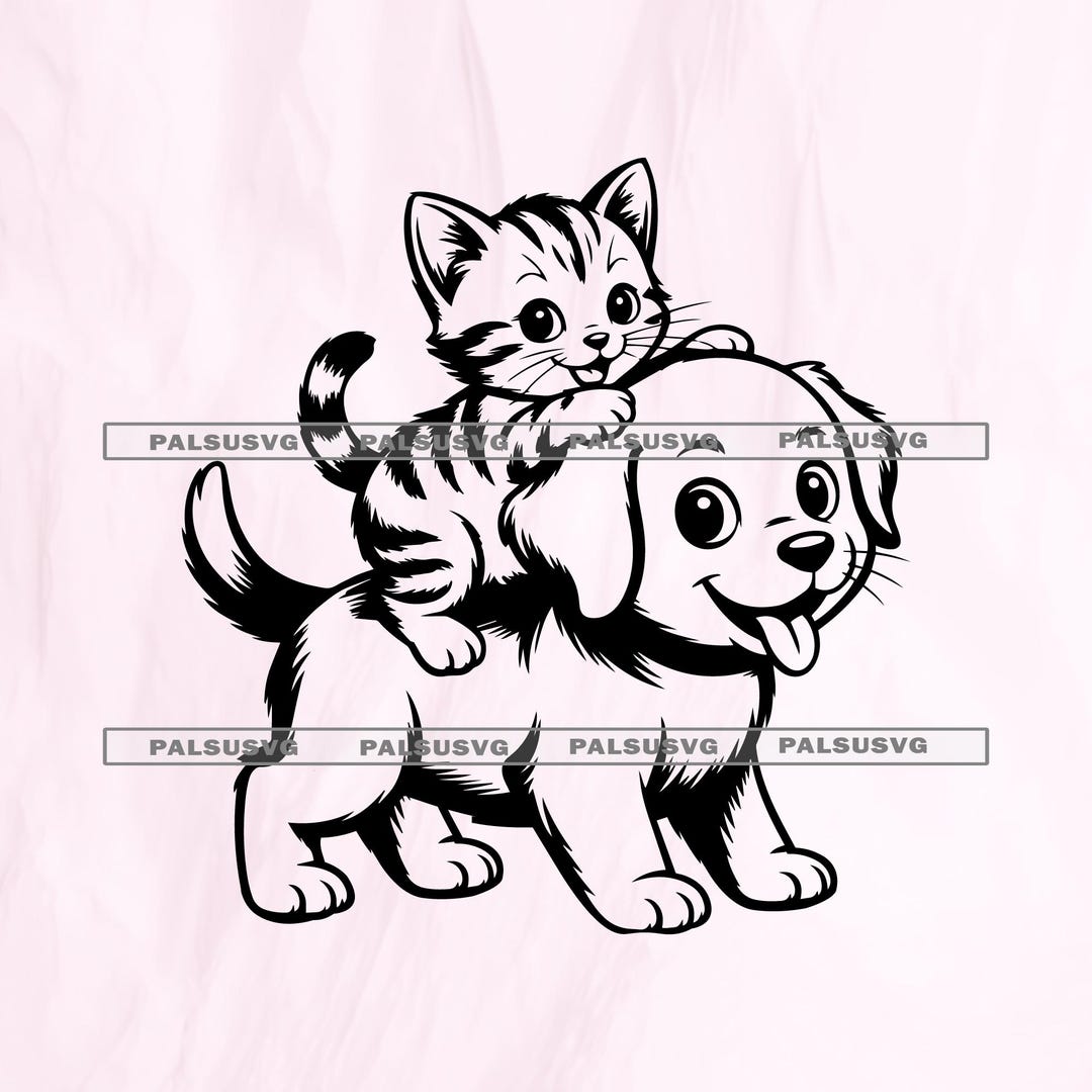 Cute Cat and Dog Best Friends SVG – Pet Cut File (digital Download) - Etsy