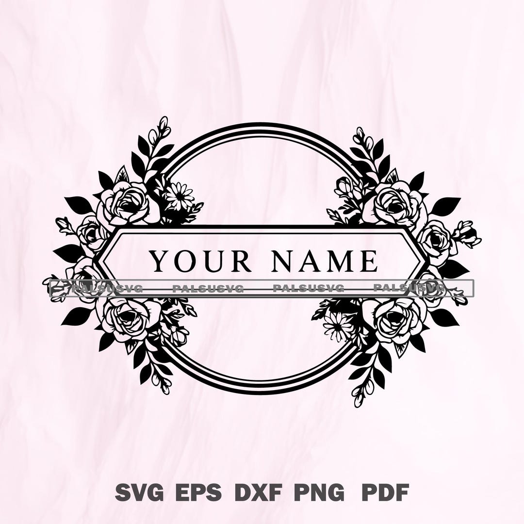 Floral Split Monogram SVG, Rose Frame Cut File for Cricut, Wedding Logo ...