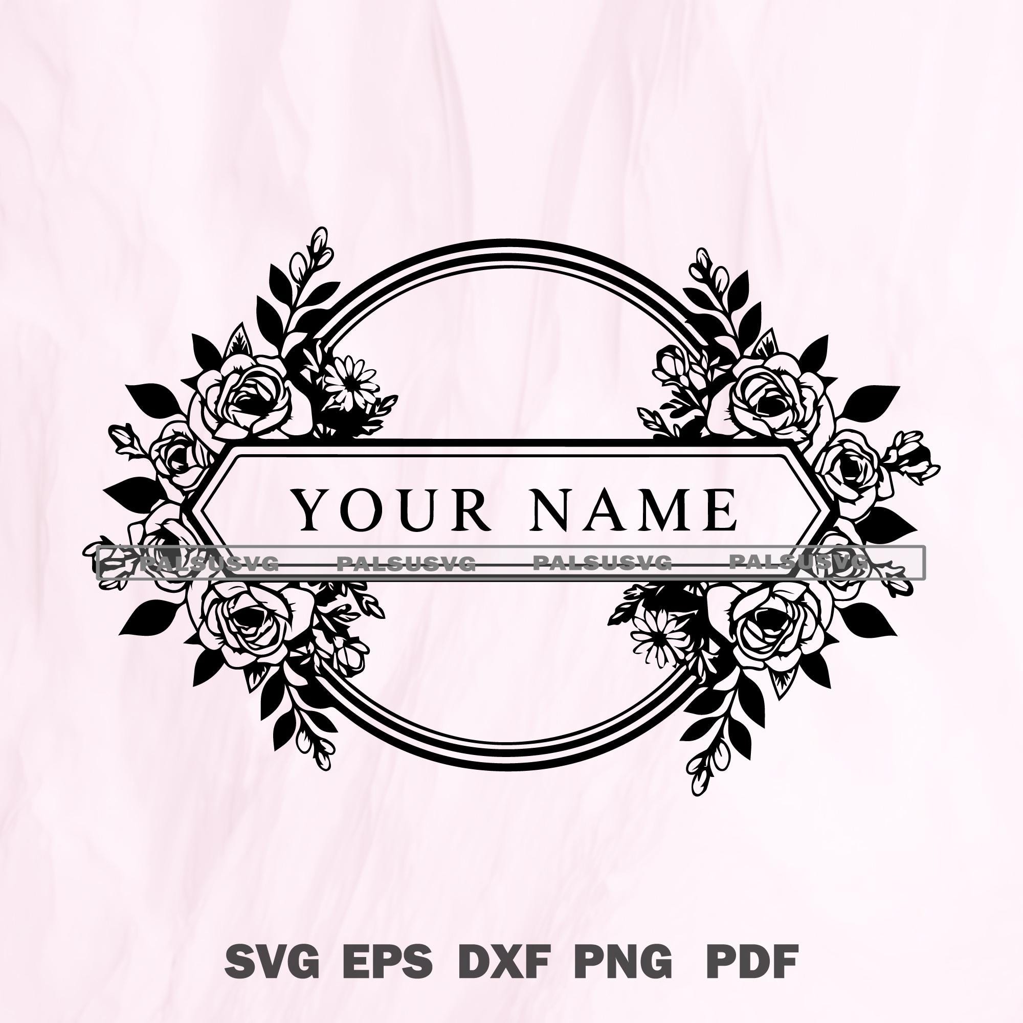 Floral Split Monogram SVG, Rose Frame Cut File for Cricut, Wedding Logo ...