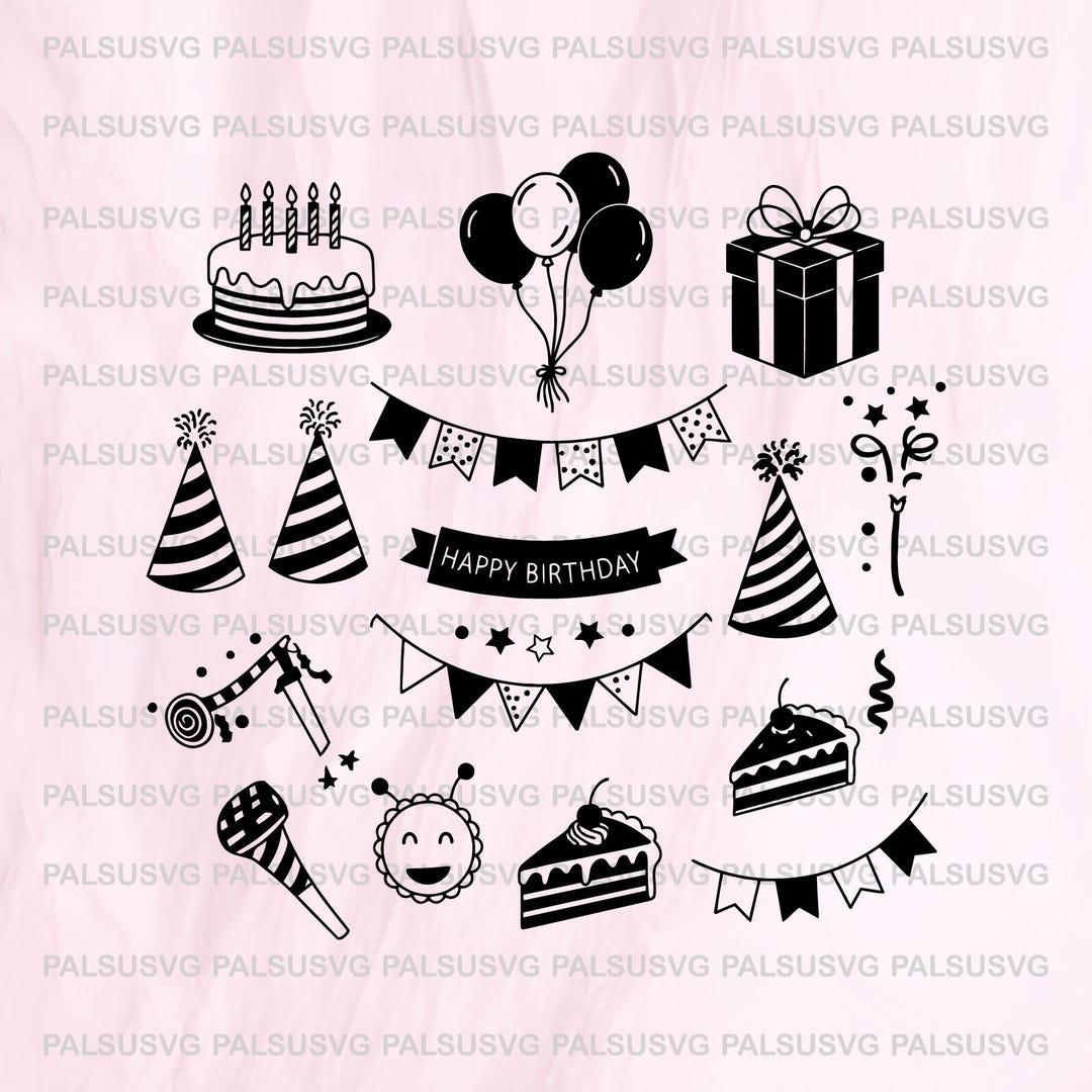 Birthday Party Decorations SVG Clipart Bundle (digital Download) - Etsy