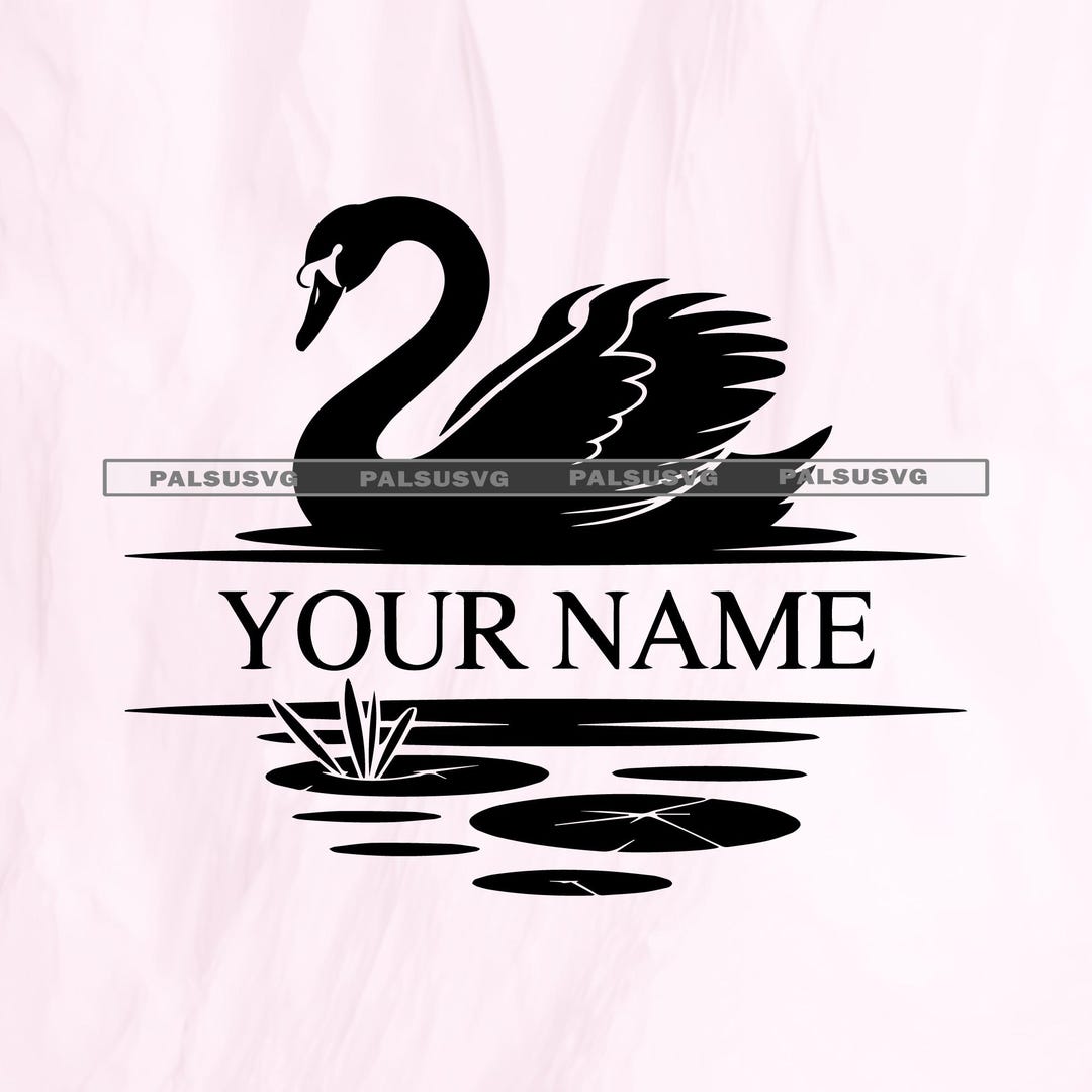 Swan Monogram SVG, Elegant Lake Bird, Custom Name Clipart (digital File ...