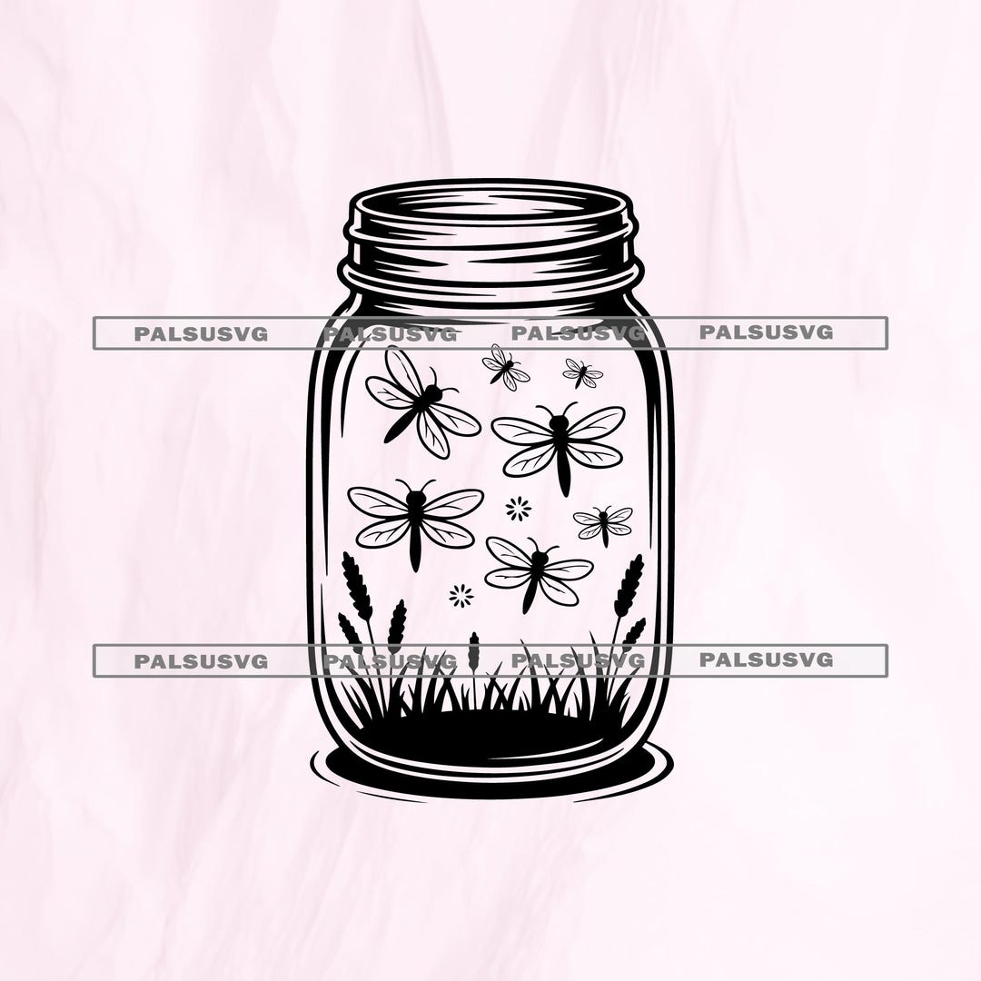 Mason Jar Fireflies SVG – Wildflower Meadow Jar Cut File (digital ...