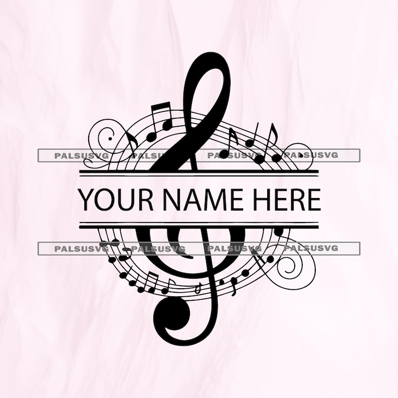 Treble Clef Music Monogram SVG, Custom Name Frame (digital Download) - Etsy