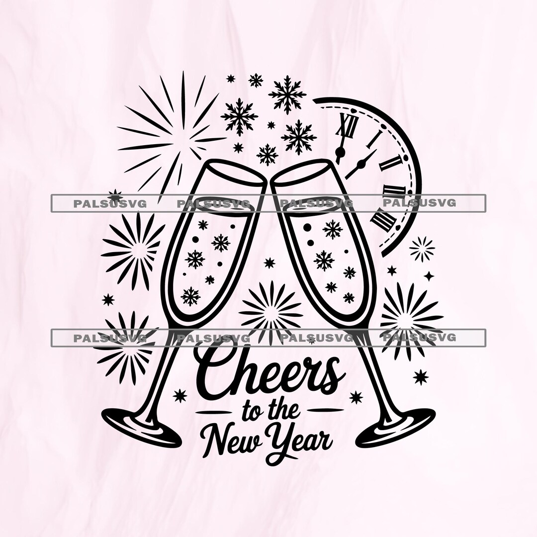 Cheers to New Year Champagne Flutes SVG, New Year's Eve Clipart ...