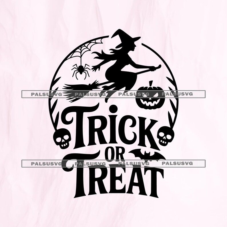 Trick or Treat SVG, Flying Witch Png, Halloween Clipart, Jack O Lantern ...