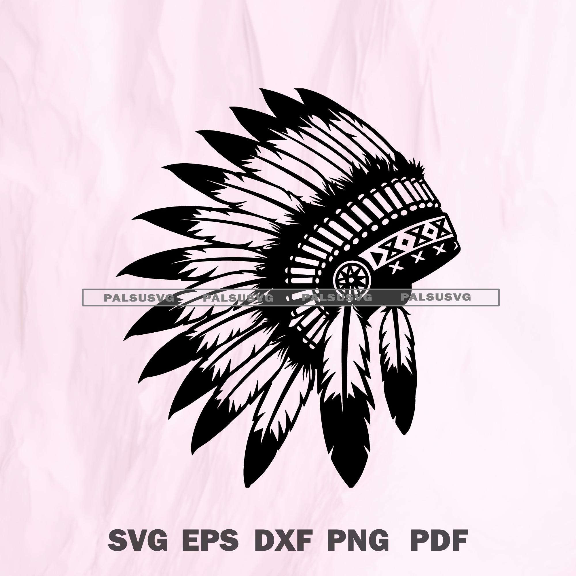 Native American War Bonnet SVG, EPS, Dxf, PNG Vector Silhouette - Etsy