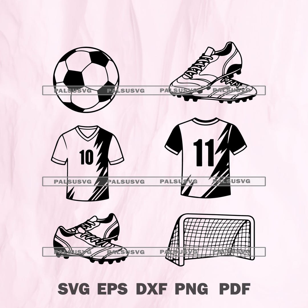 Soccer Essentials SVG Bundle | Football Cleats, Jersey, Ball & Whistle ...