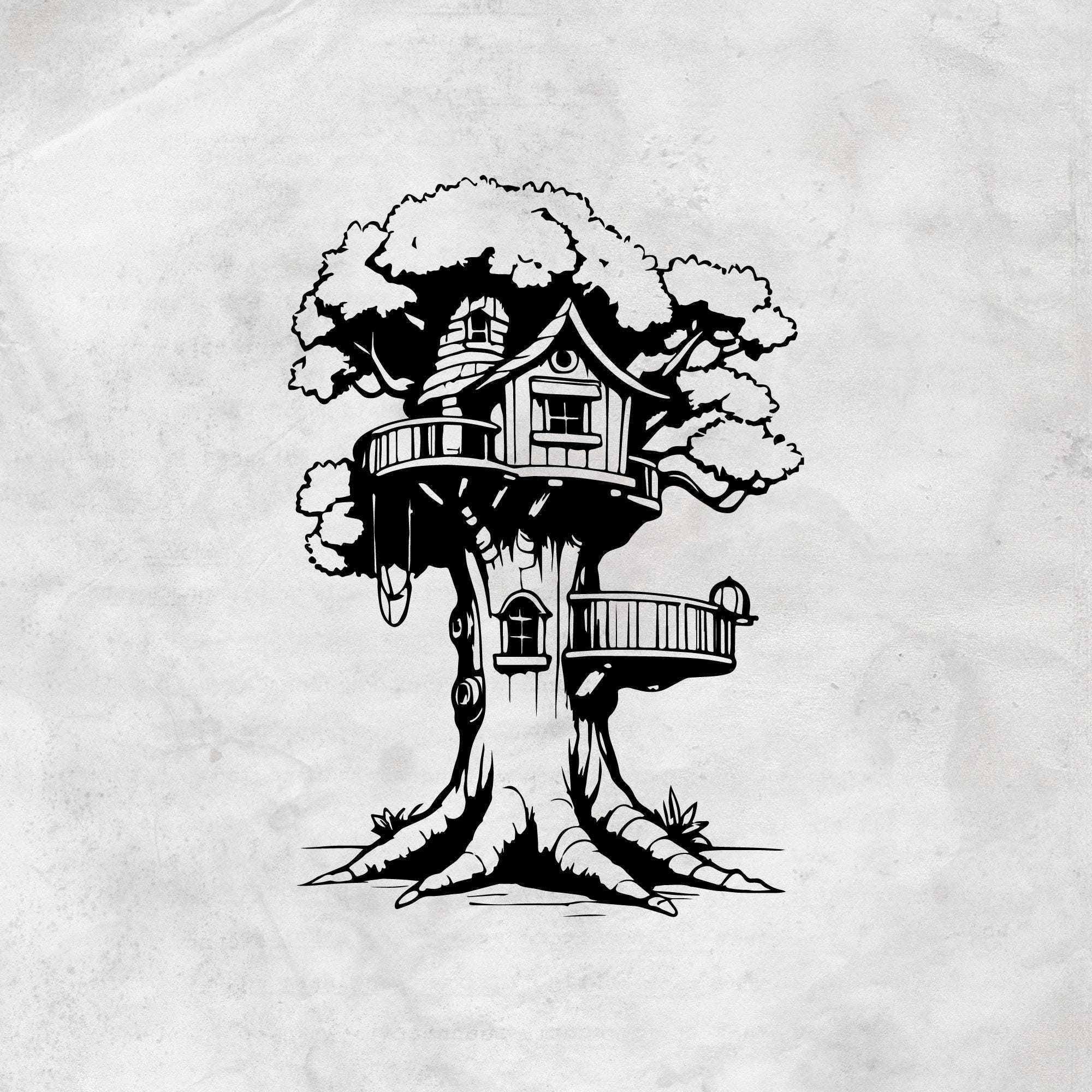 Tree House Svg, Treehouse Svg, Tree House Silhouette, Tree House Png ...