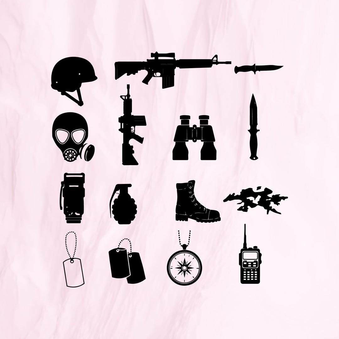 Soldier Icons, Military Symbols, Army Silhouette, Combat Svg, War Gear ...
