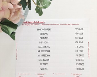 Custom File Tabs ADD ON for DIY Kids School Keepsake Bin Kits - Etsy